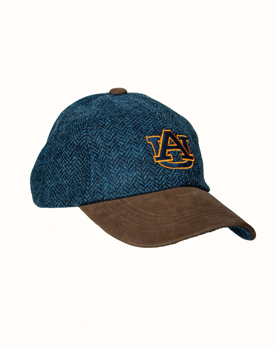 Auburn University Blue Herringbone Wool Baseball Cap with Leather Bill ...