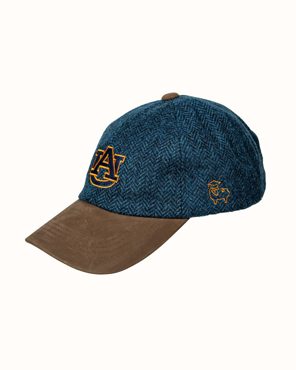 Auburn University Blue Herringbone Wool Baseball Cap with Leather Bill ...