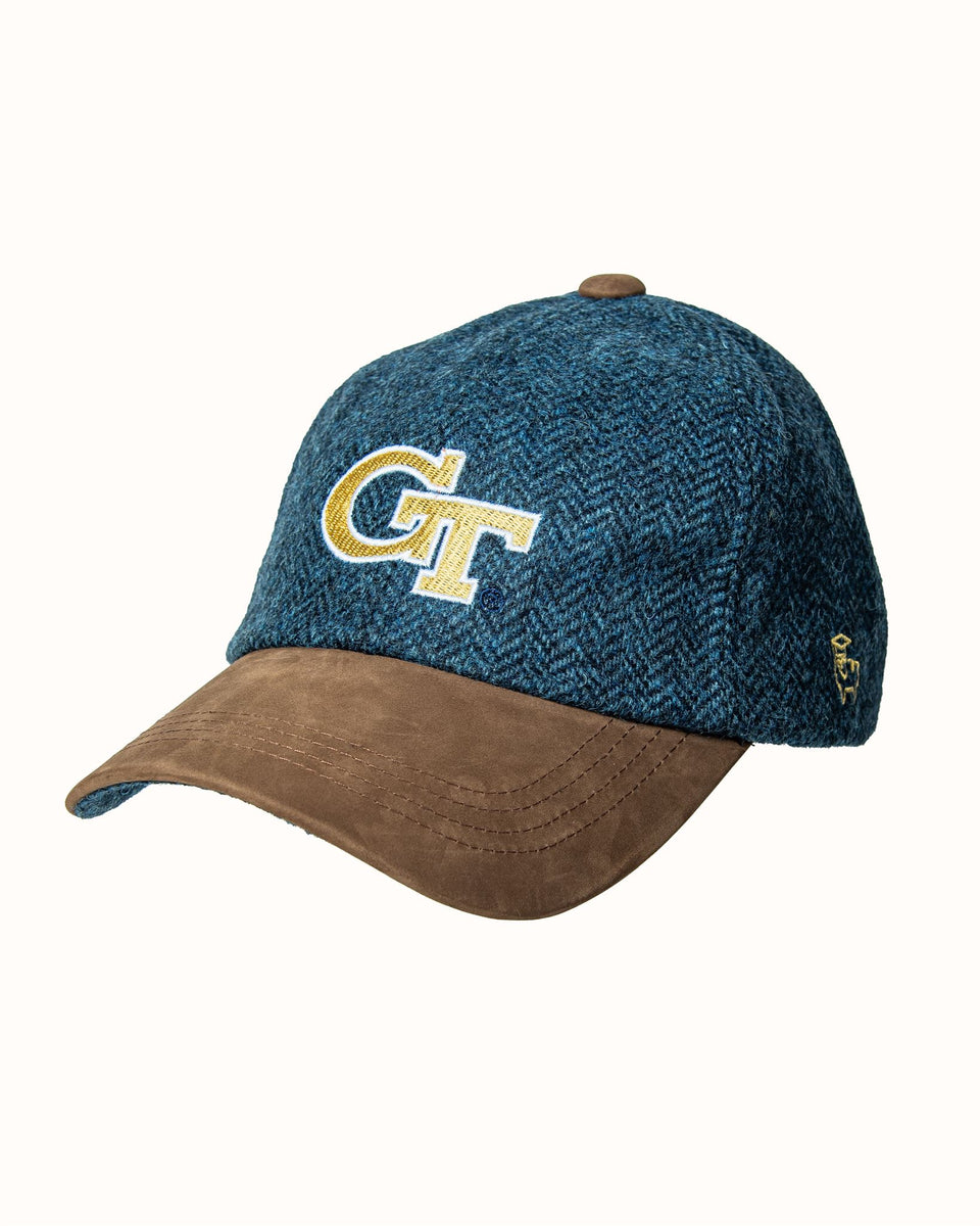 Georgia Tech Blue Herringbone Wool Baseball Cap with Leather Bill ...
