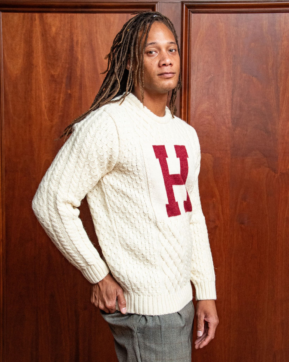 Harvard University Men’s British Wool Crew-Neck Sweater | Collegiate ...