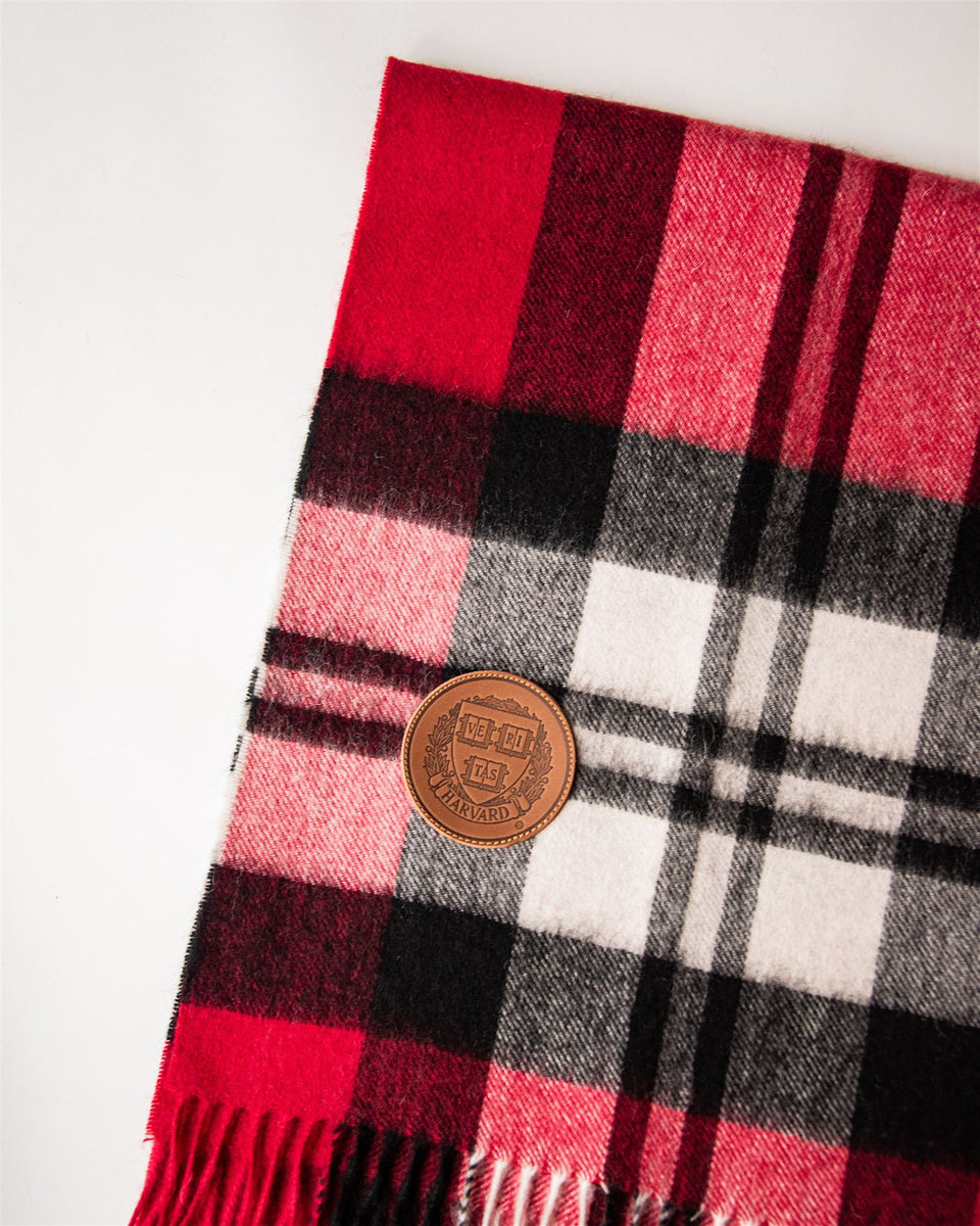 Harvard University Scottish Tartan Vibrant Crimson Cashmere Blend Scarf ...