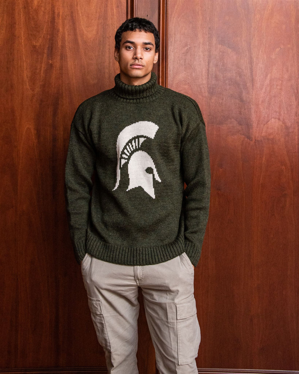 Mitchigan State University Men’s Merino Wool Roll-Neck Sweater ...