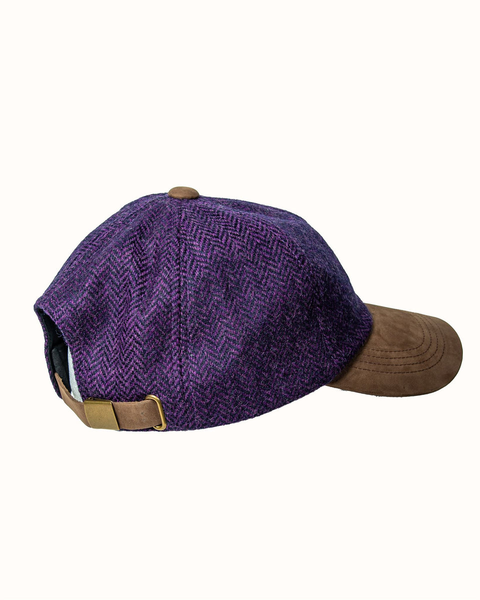 NYU Purple Herringbone Wool Baseball Cap with Leather Bill | Collegiate ...