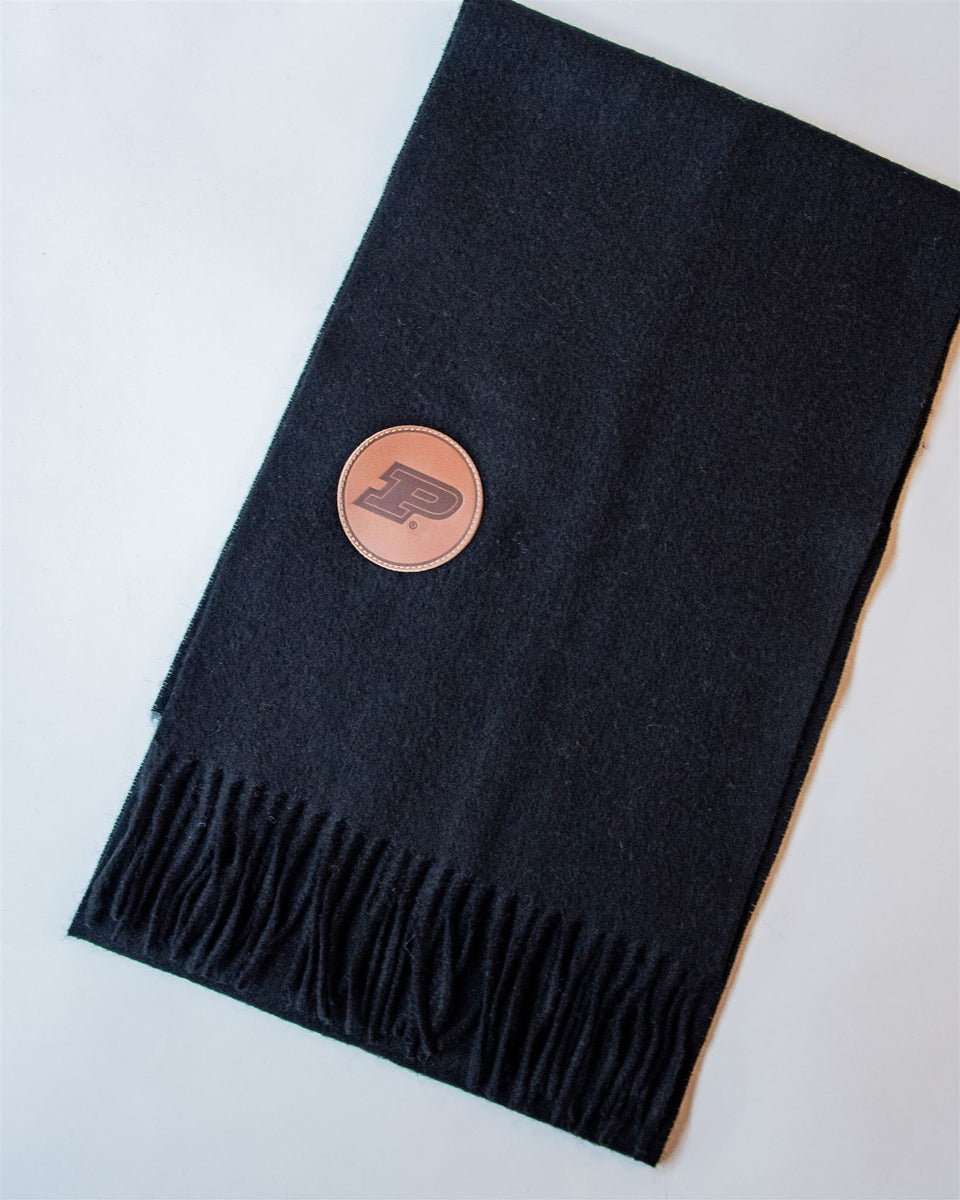 Purdue University Balmoral Bespoke Black Cashmere Scarf | Collegiate ...