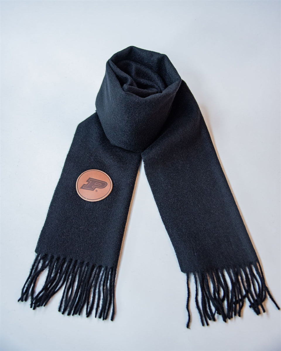 Purdue University Balmoral Bespoke Black Cashmere Scarf | Collegiate ...