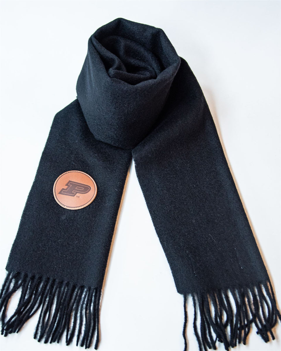 Purdue University Edinburgh Black Lambswool Scarf – Collegiate Knitwear ...