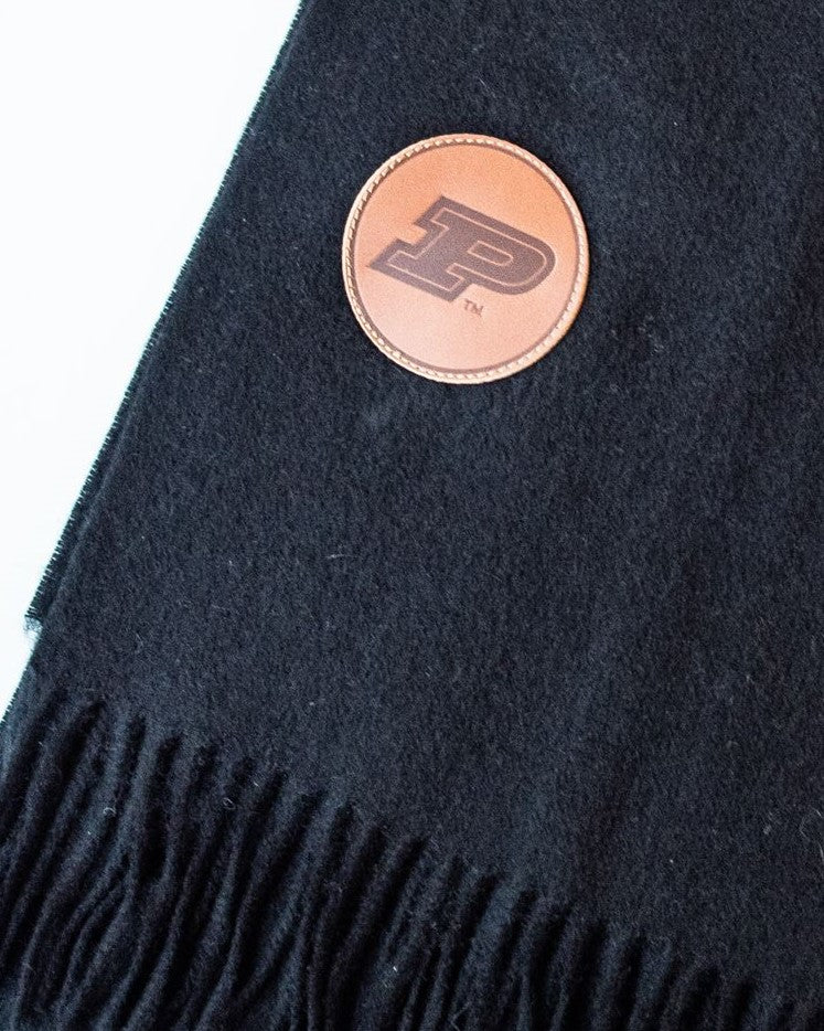 Purdue University Edinburgh Black Lambswool Scarf – Collegiate Knitwear ...