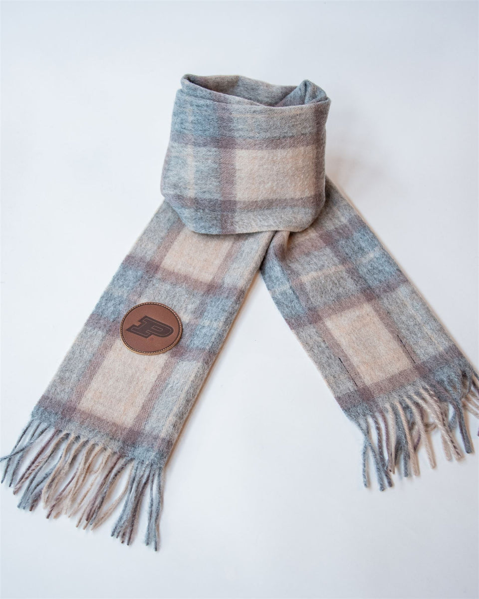 Purdue University Edinburgh Grey/Gold Plaid Lambswool Scarf ...