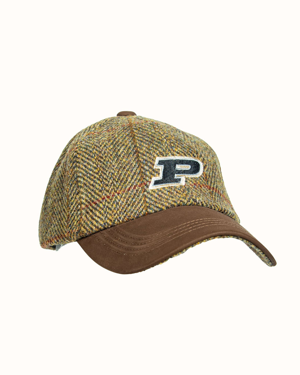 Purdue University Olive/Gold Harris Tweed Baseball Cap with Leather ...
