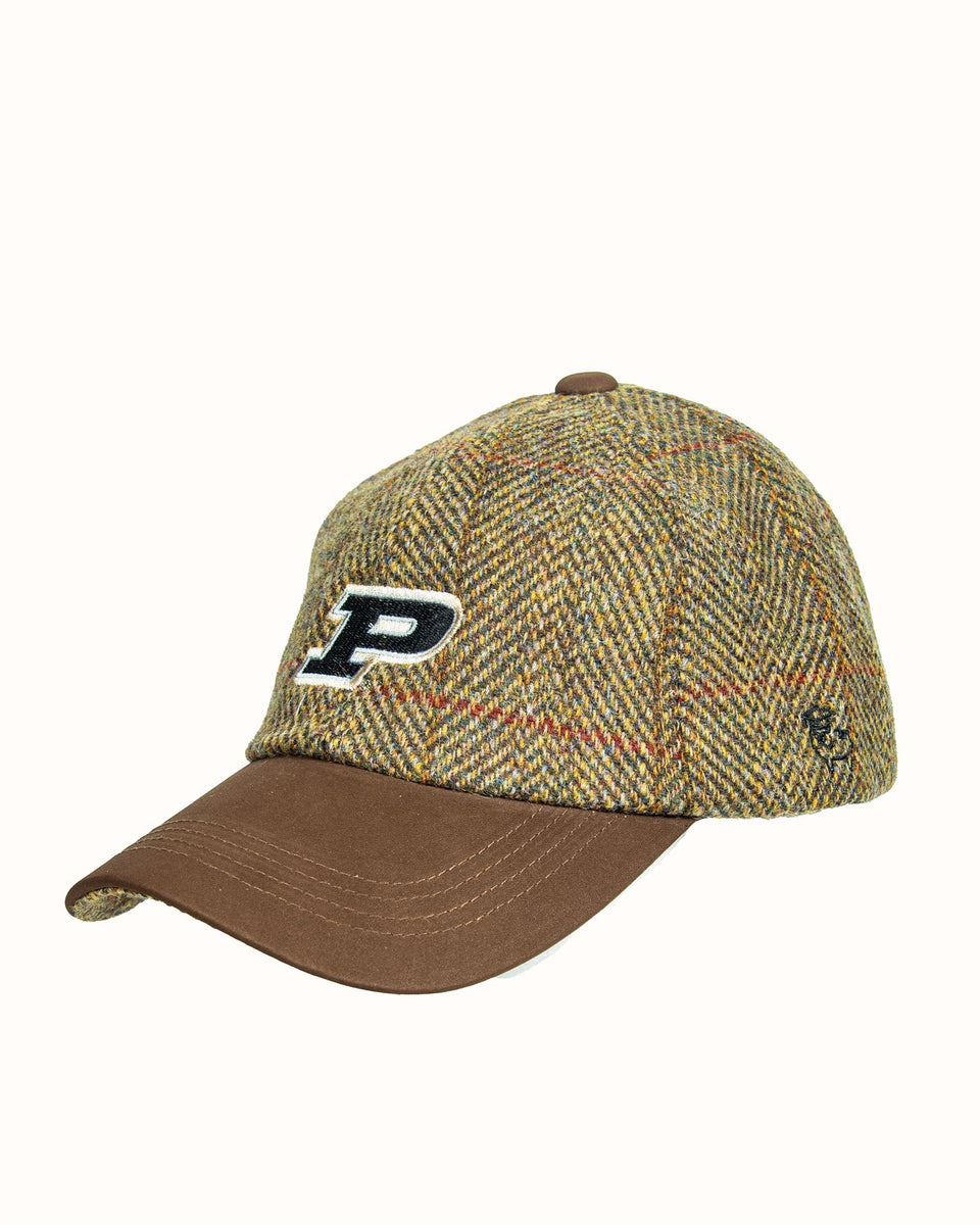 Purdue University Olive/Gold Harris Tweed Baseball Cap with Leather ...