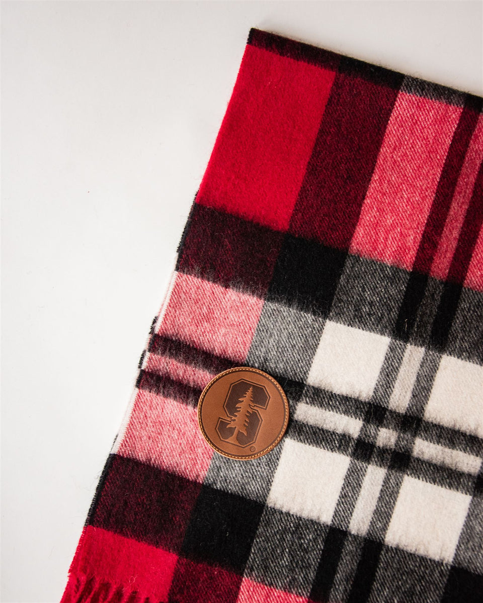Stanford University Scottish Tartan Vibrant Red Cashmere Blend Scarf ...