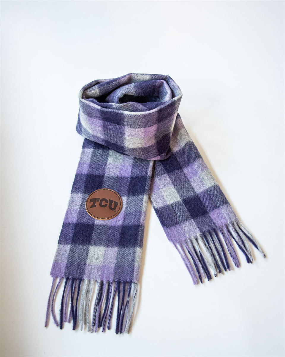 TCU Edinburgh Purple/Oyster Chequer Lambswool Scarf – Collegiate ...