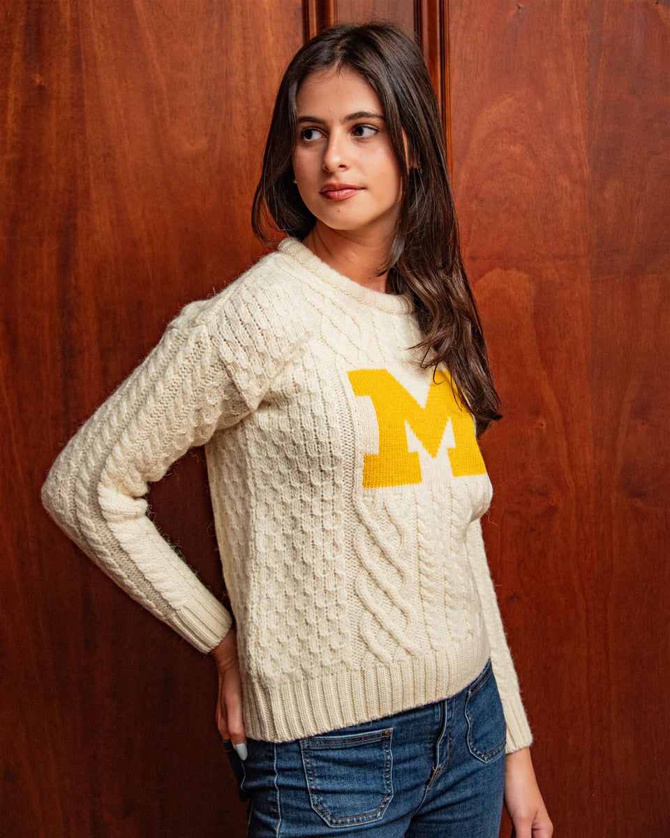 University of Michigan Women’s British Wool Crew-Neck Sweater ...