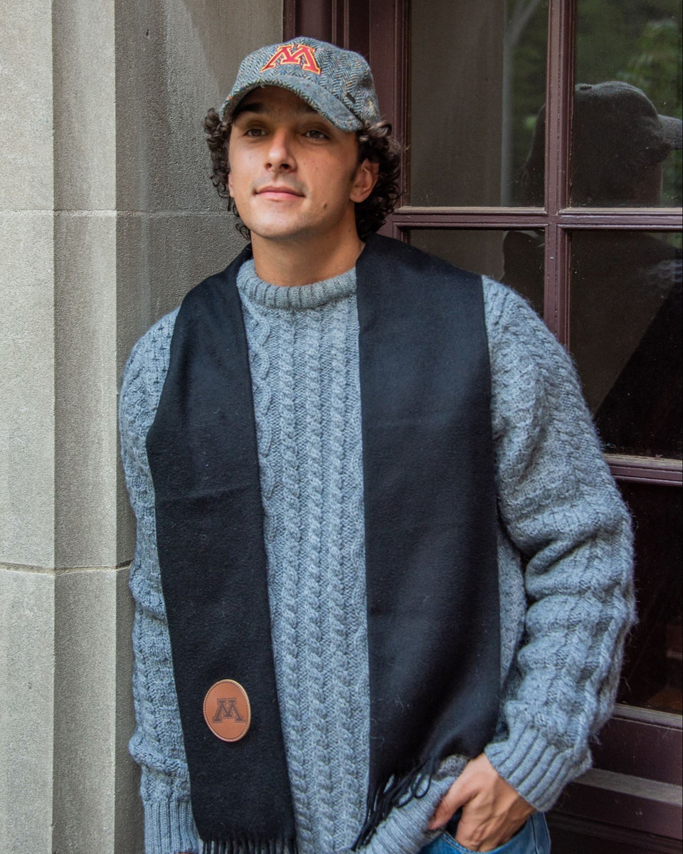 University of Minnesota Balmoral Bespoke Black Cashmere Scarf ...