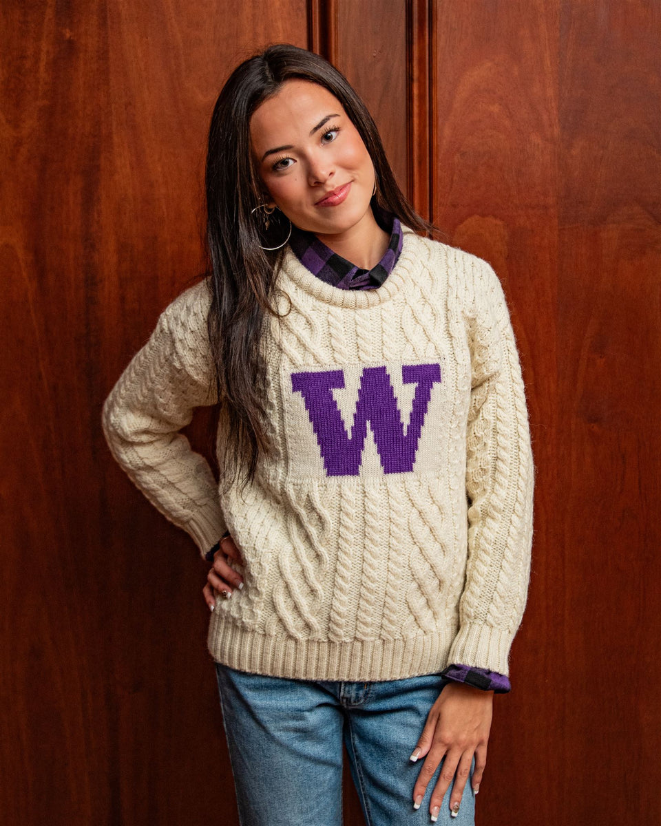 University of Washington Women’s British Wool Crew-Neck Sweater ...