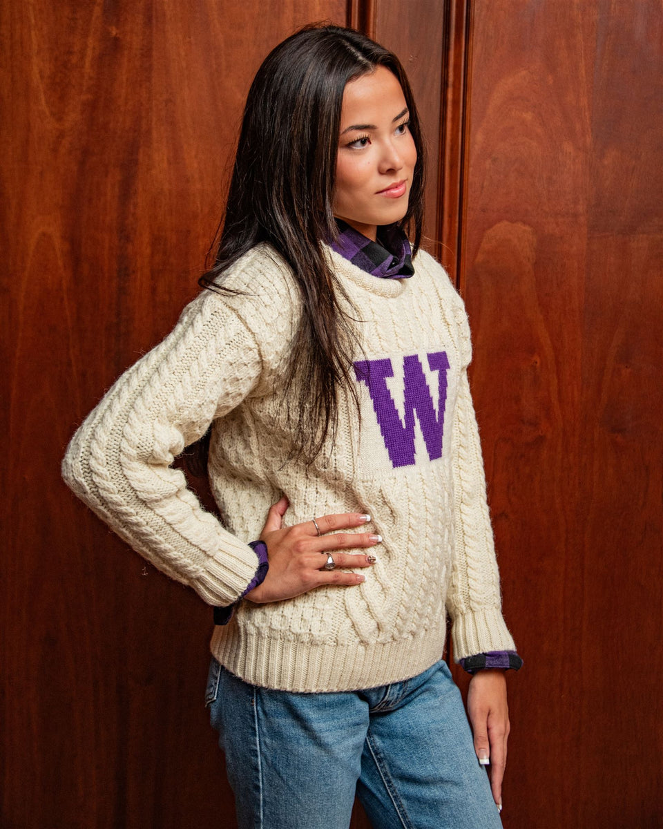 University of Washington Women’s British Wool Crew-Neck Sweater ...