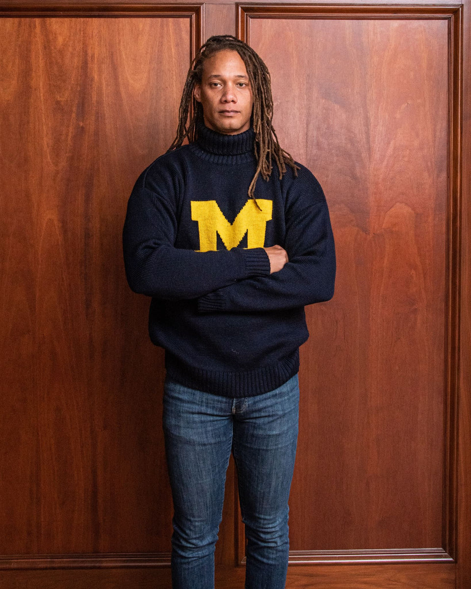 University of Michigan Men’s Merino Wool Roll-Neck Sweater | Collegiate ...