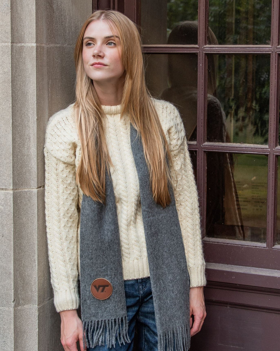 Virginia Tech Balmoral Derby Grey Lambswool Scarf – Collegiate Knitwear ...